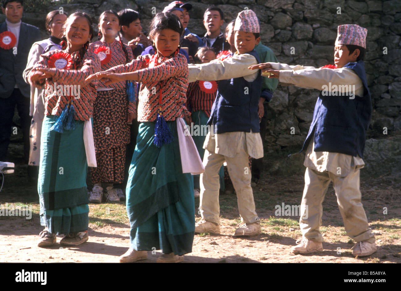 tihar festival dance monjo nepal Stock Photo - Alamy