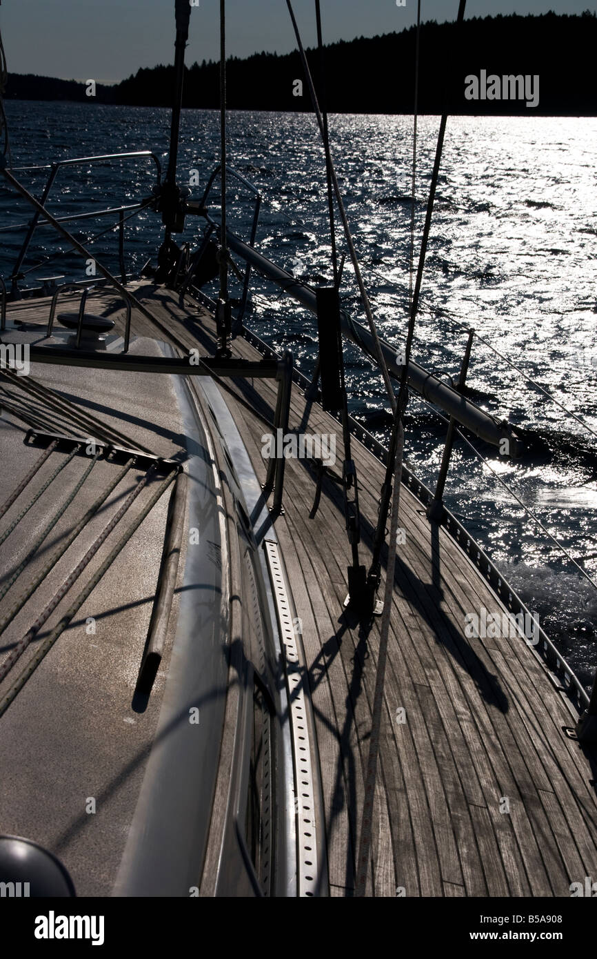 Deck of a sailing boat Stock Photo - Alamy