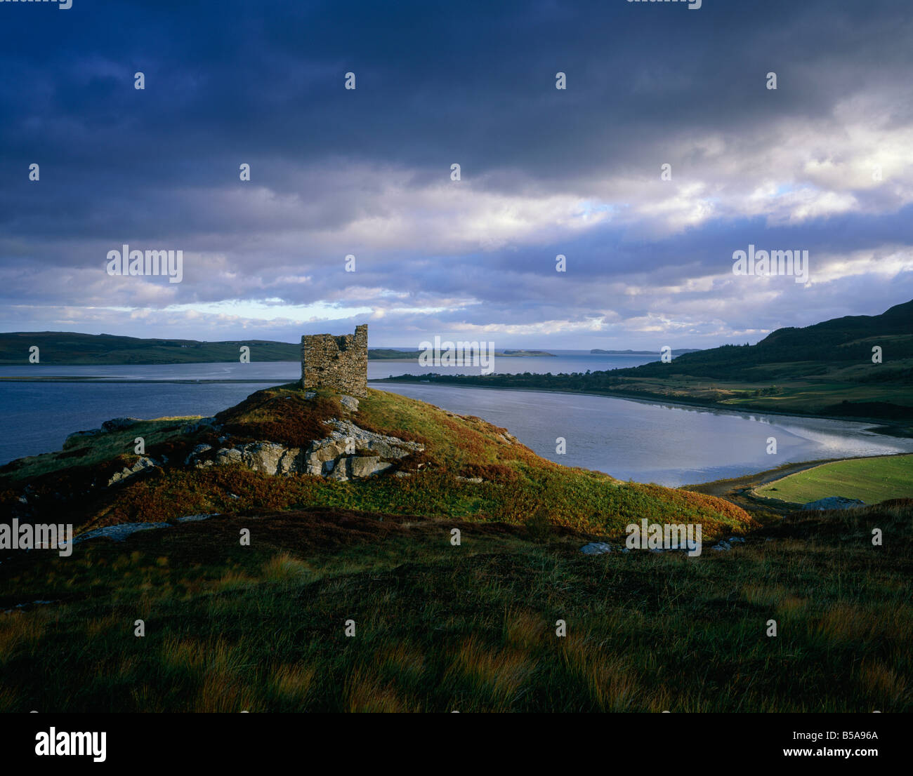Wester Ross North coast Kyle of Tonque inlet Ruined castle keep on ...