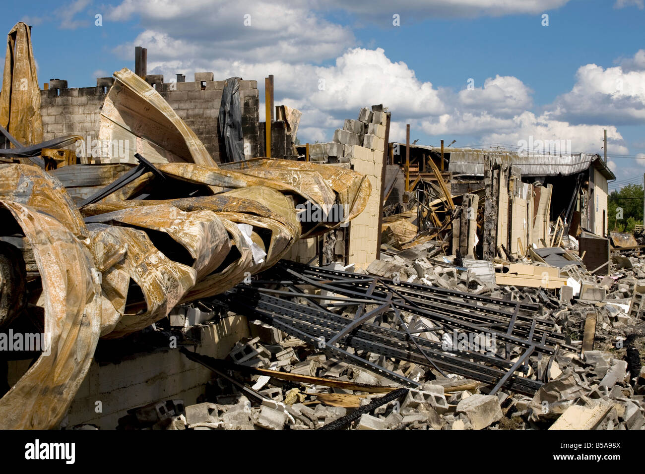 Remnants of burnt down building Stock Photo - Alamy
