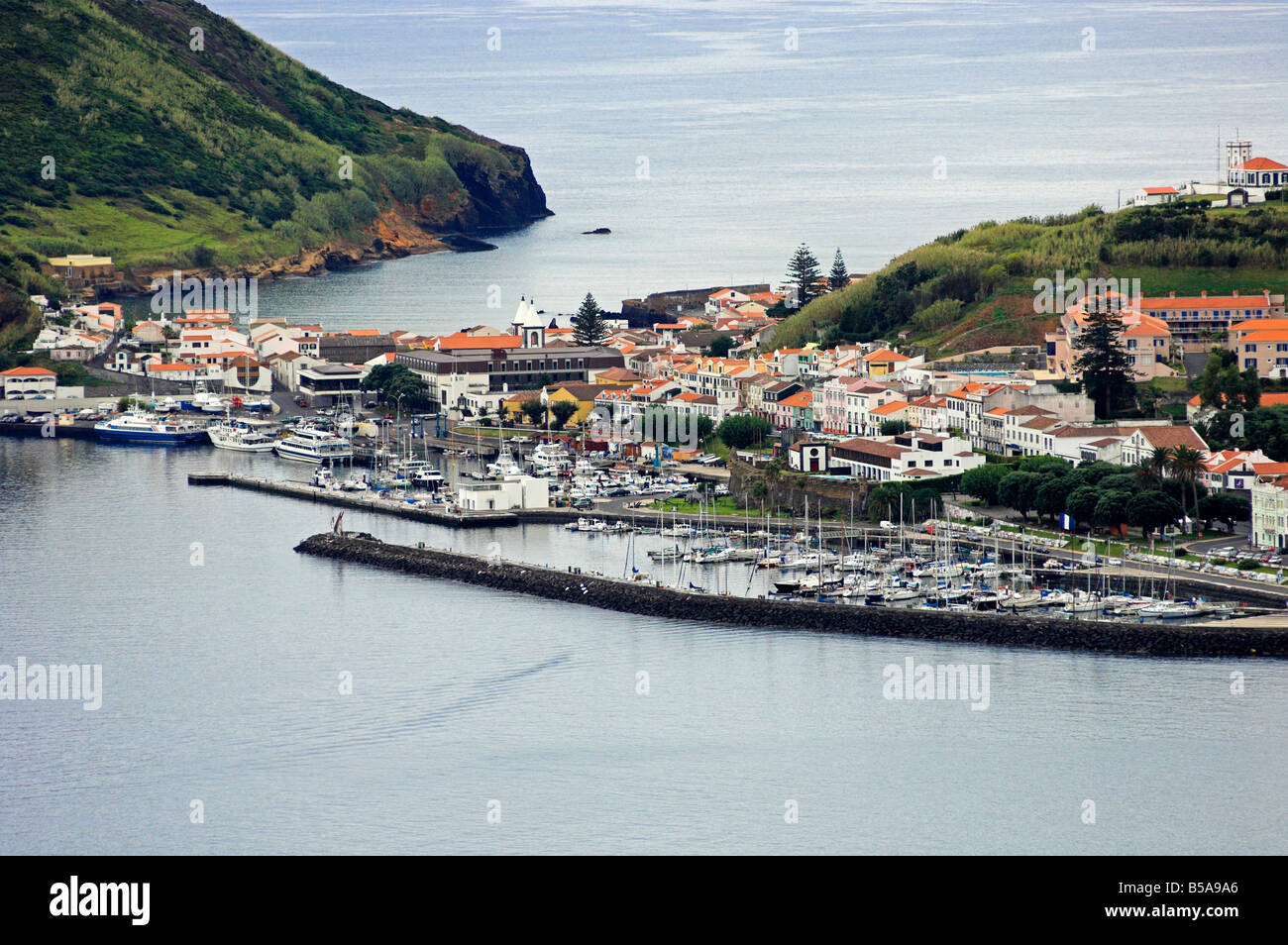 Town and harbour of Horta on Island of Faial Azores Stock Photo - Alamy