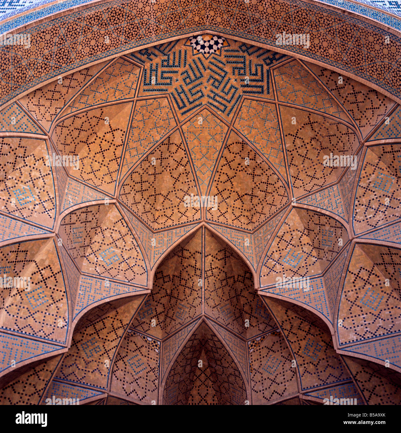 Interior of dome in the Friday Mosque Isfahan Iran Middle East Stock ...