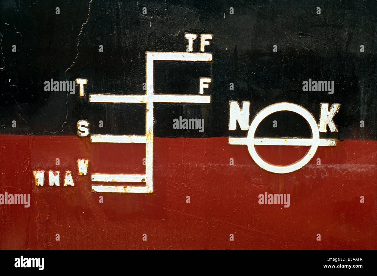 Detail of the Plimsoll line on a ship Stock Photo - Alamy