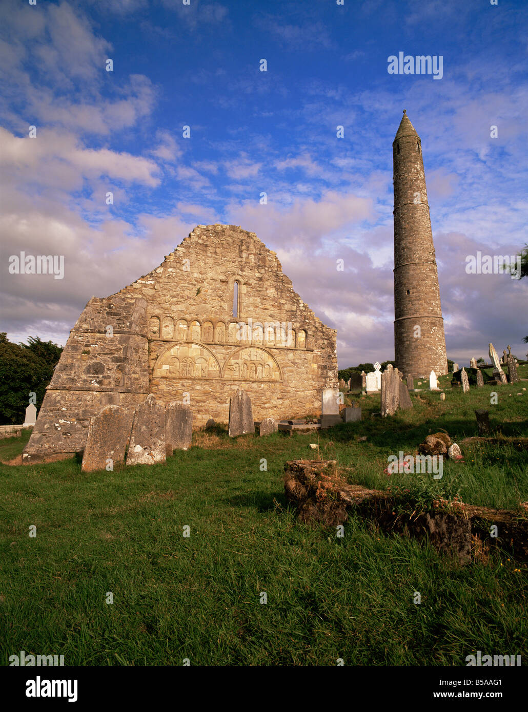 St. Declan's cathedral and round tower, 30m high, Ardmore, County ...