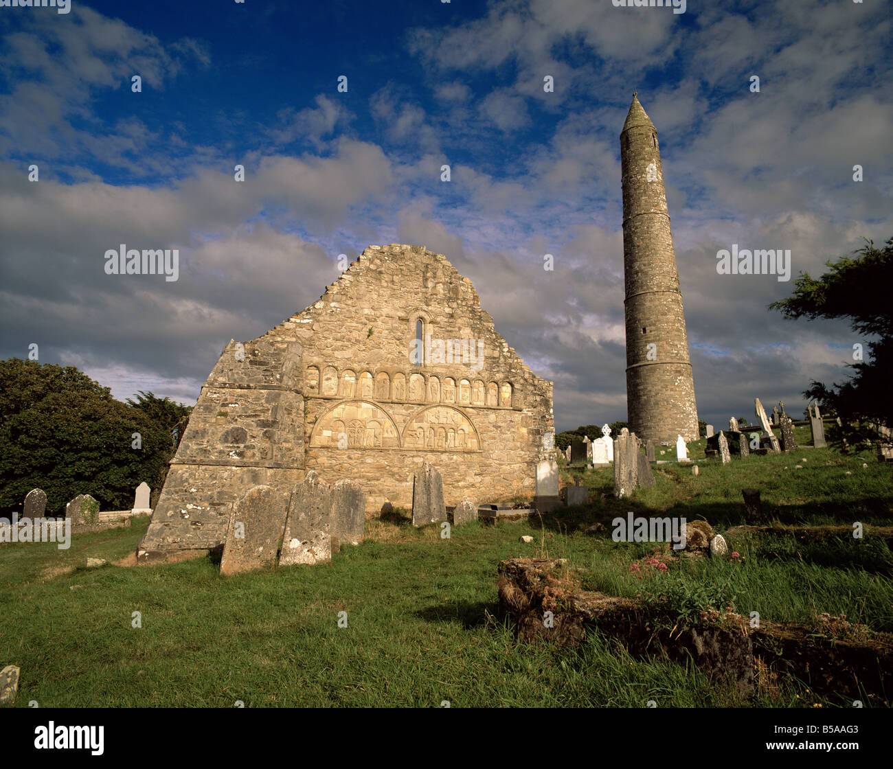 St. Declan's cathedral and round tower, 30m high, Ardmore, County ...
