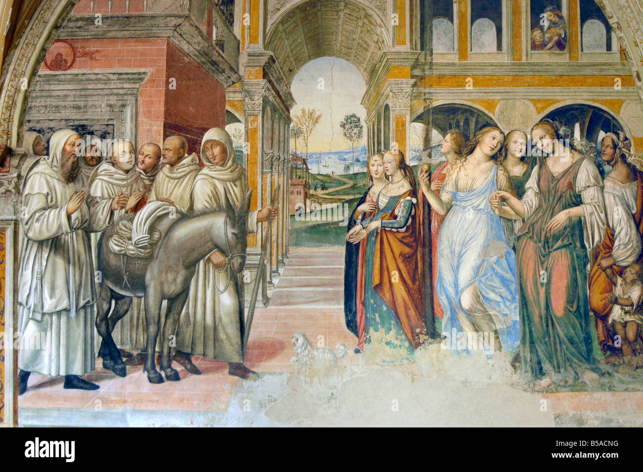 Frescoes in cloister, Chiusure, Monte Oliveto Maggiore Abbey, Tuscany ...