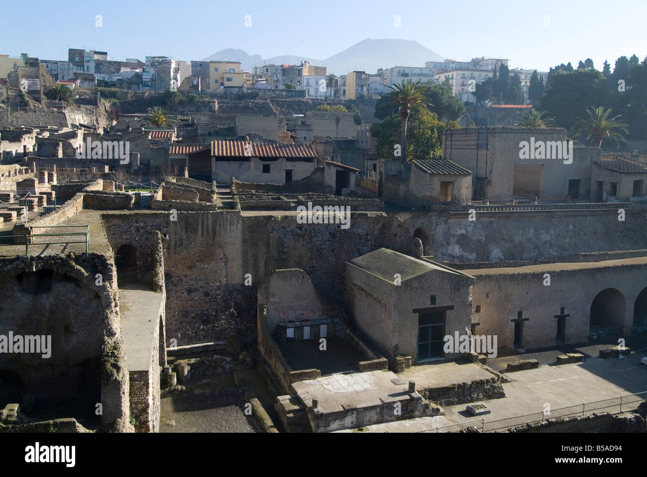 The ruins of Herculaneum, a large Roman town destroyed by a volcanic ...