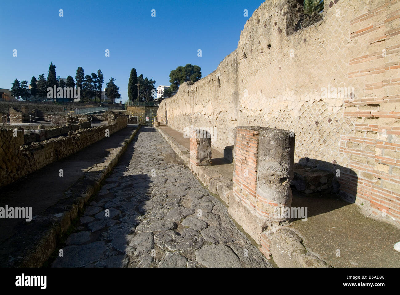 The ruins of Herculaneum, a large Roman town destroyed by a volcanic ...