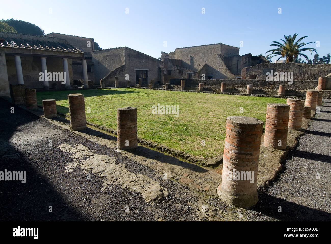 The ruins of Herculaneum, a large Roman town destroyed by a volcanic ...