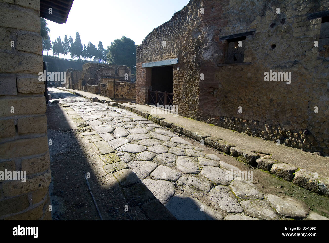 The ruins of Herculaneum, a large Roman town destroyed by a volcanic ...