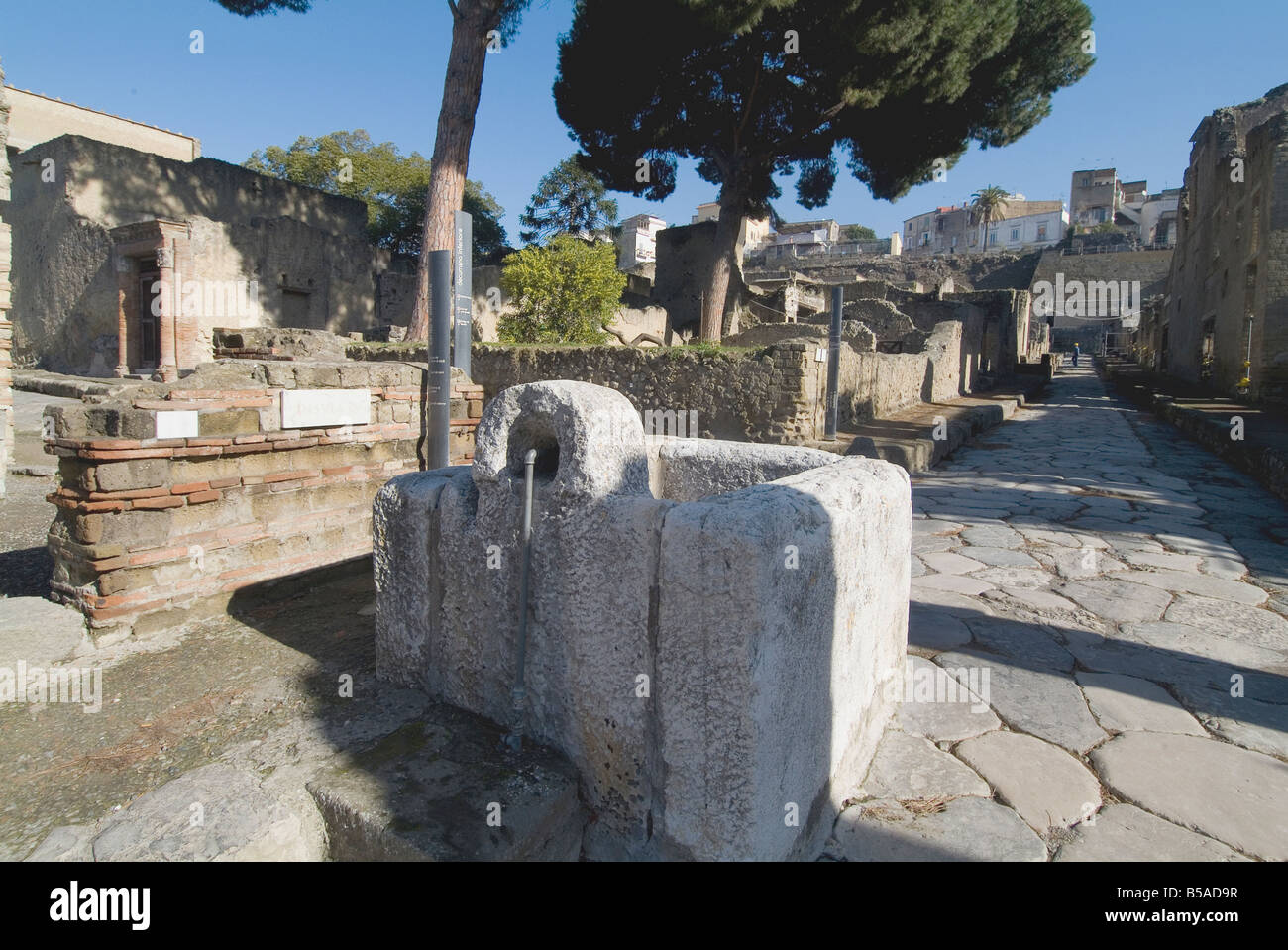 The ruins of Herculaneum, a large Roman town destroyed by a volcanic ...