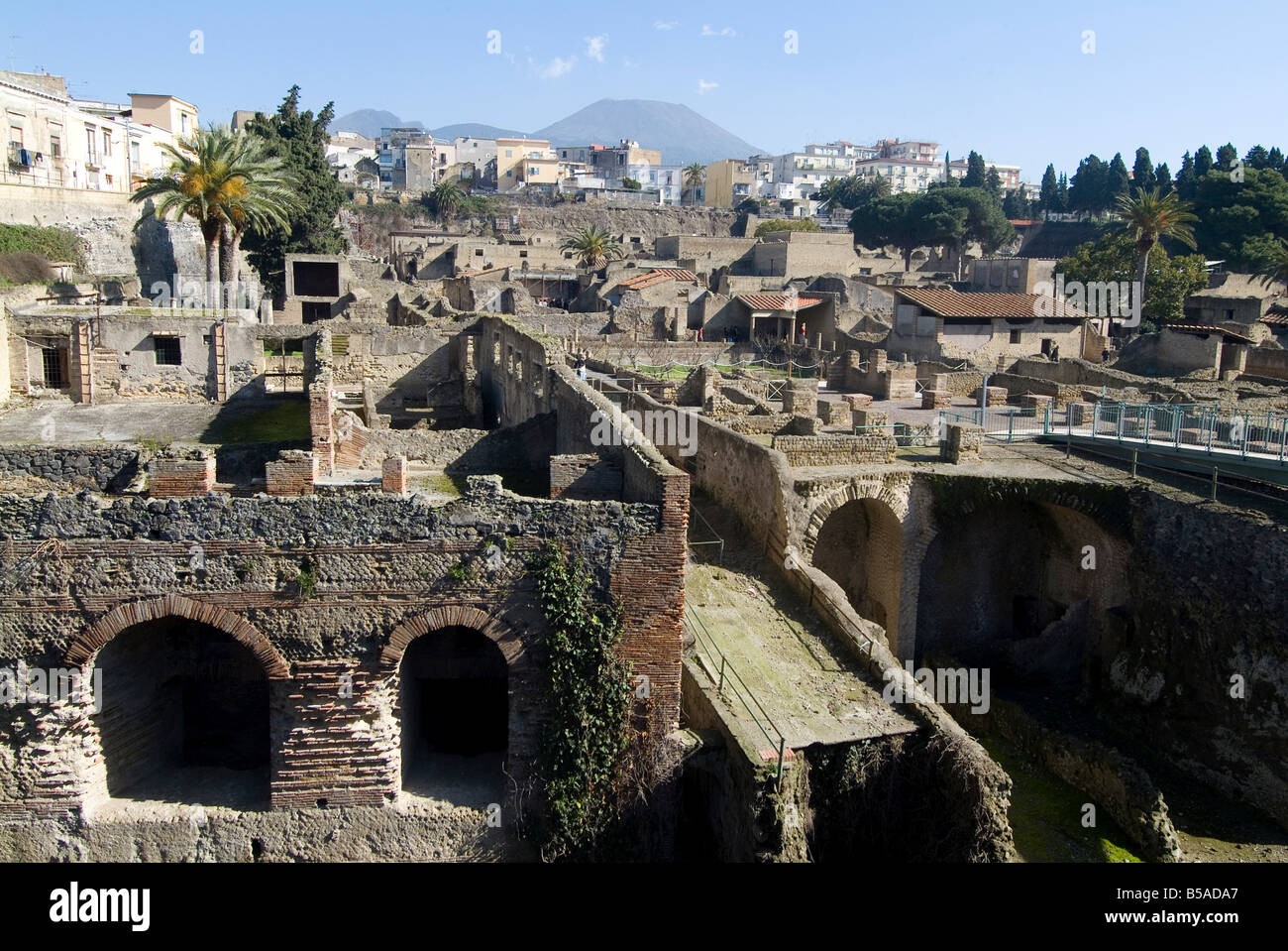 The ruins of Herculaneum, a large Roman town destroyed by a volcanic ...