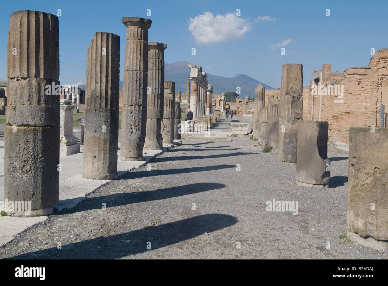The ruins of Pompeii, a large Roman town destroyed by a volcanic ...