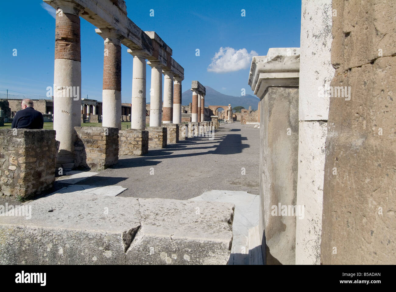 The ruins of Pompeii, a large Roman town destroyed in by a volcanic ...