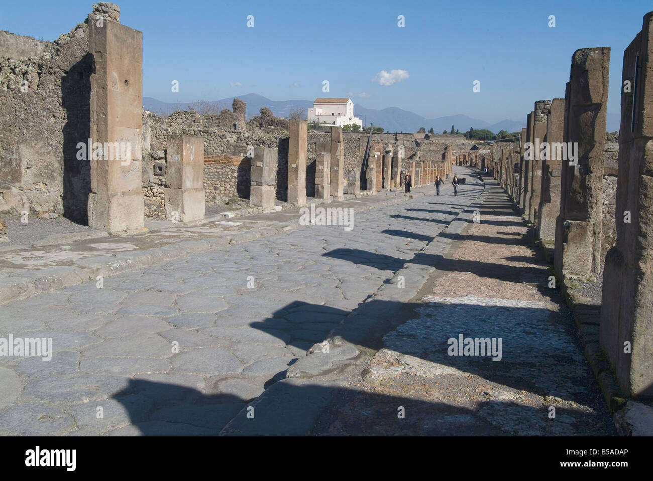 The ruins of Pompeii, a large Roman town destroyed by a volcanic ...