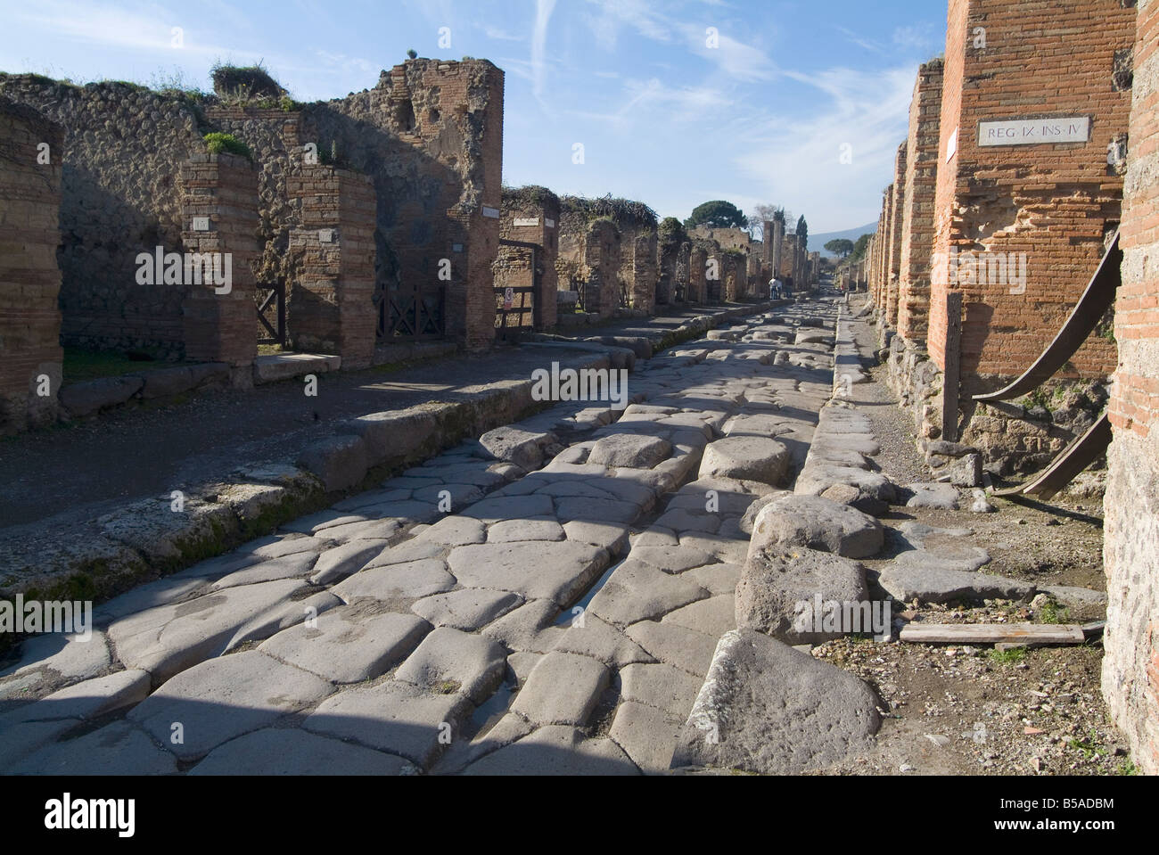 The ruins of Pompeii, a large Roman town destroyed by a volcanic ...
