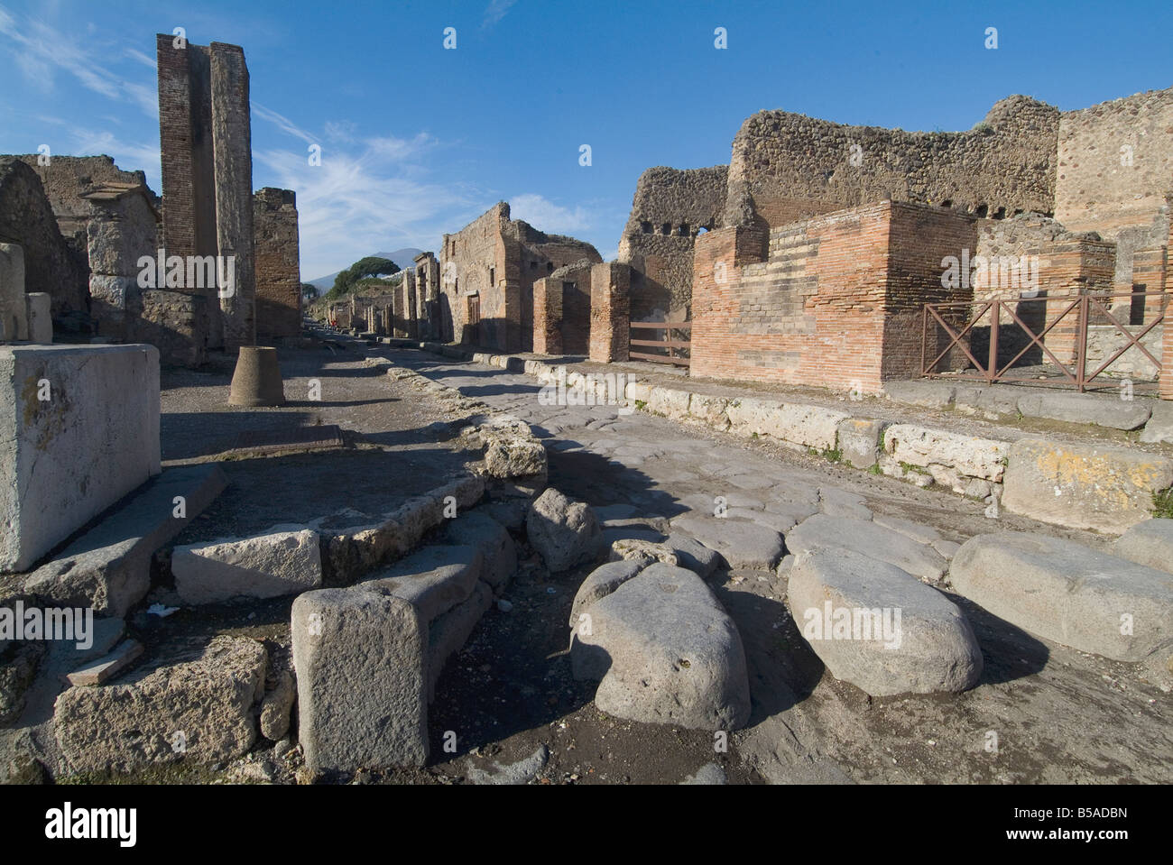The ruins of Pompeii, a large Roman town destroyed by a volcanic ...