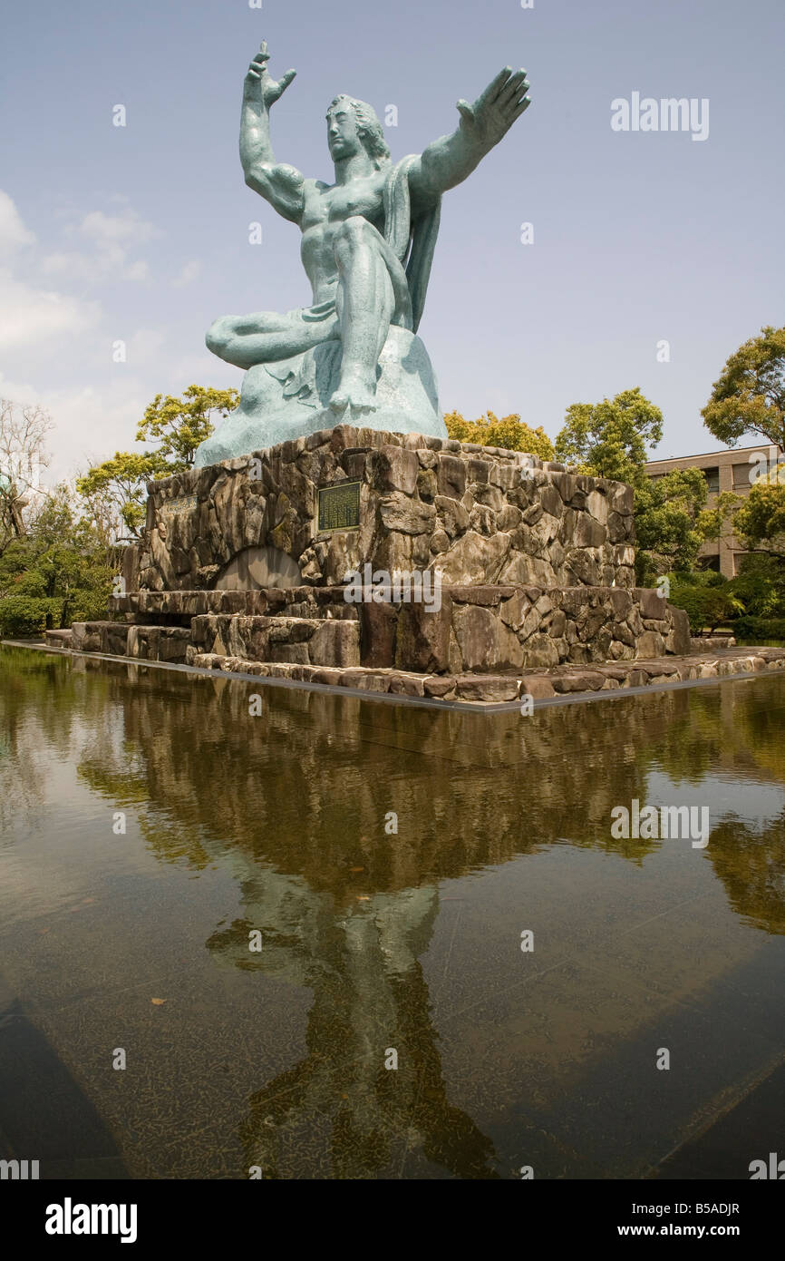 Peace statue commemorating 1945 atomic blast Nagasaki Japan Asia Stock ...