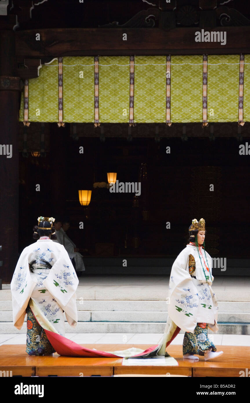 Shrine maidens in special kimono on Culture Day Holiday at Meiji Shrine ...