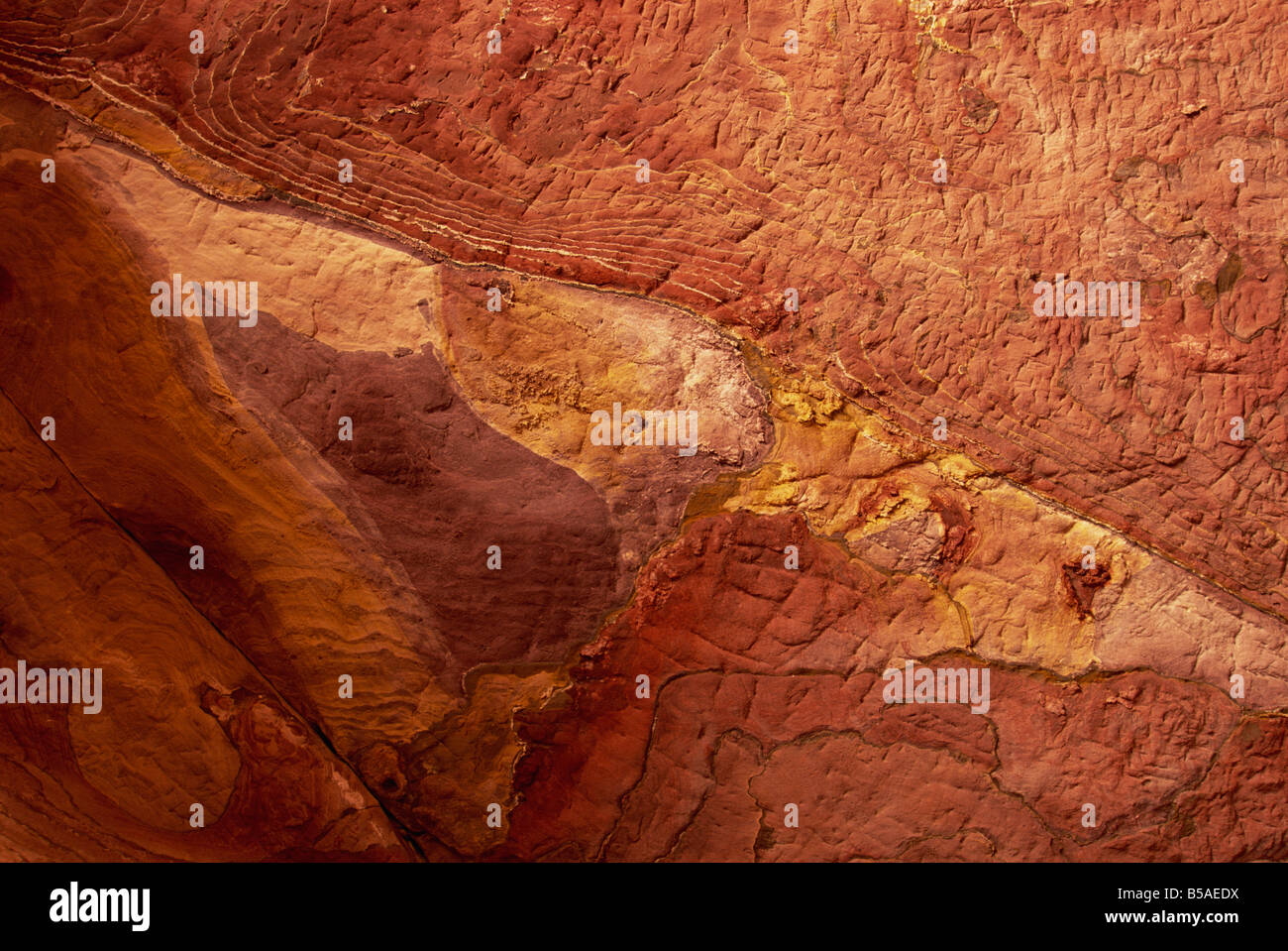 Polychromic sandstone rock patterns Jordan Petra N Clark Stock Photo ...