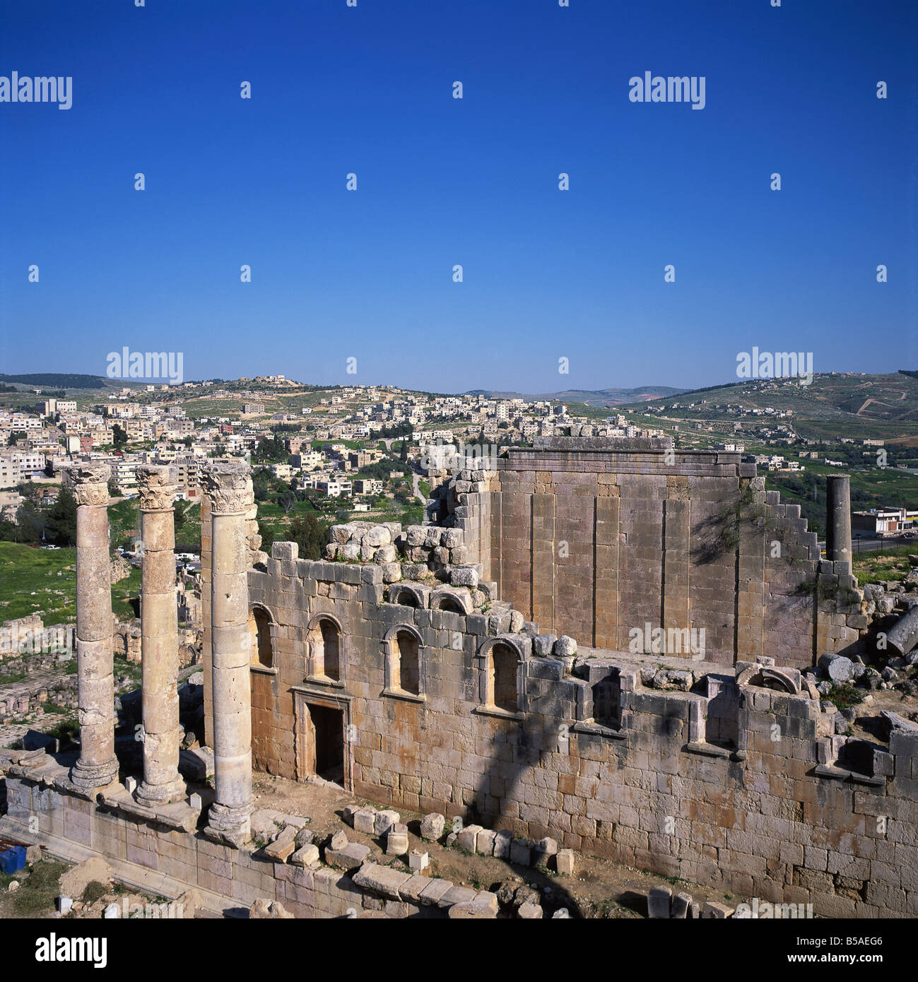 Aerial view over the Temple of Zeus Roman built 162 AD part of the ...