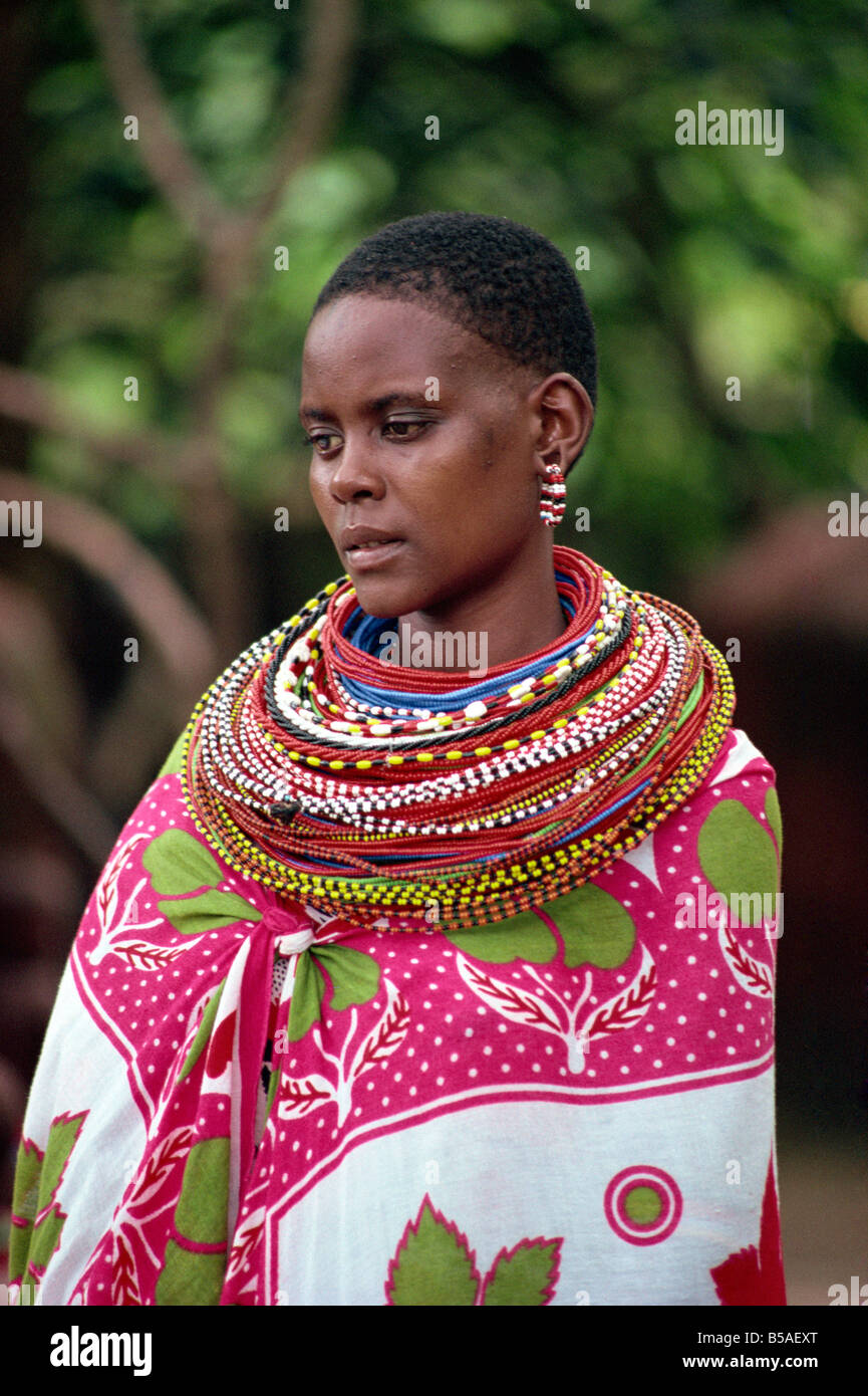 Portrait of a young Masai woman Kenya East Africa Africa Stock Photo ...