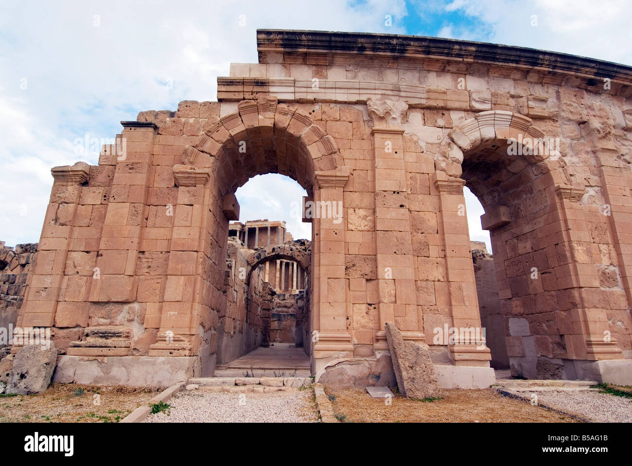 Theatre entrance, Roman site of Sabratha, UNESCO World Heritage Site, Libya, North Africa ...