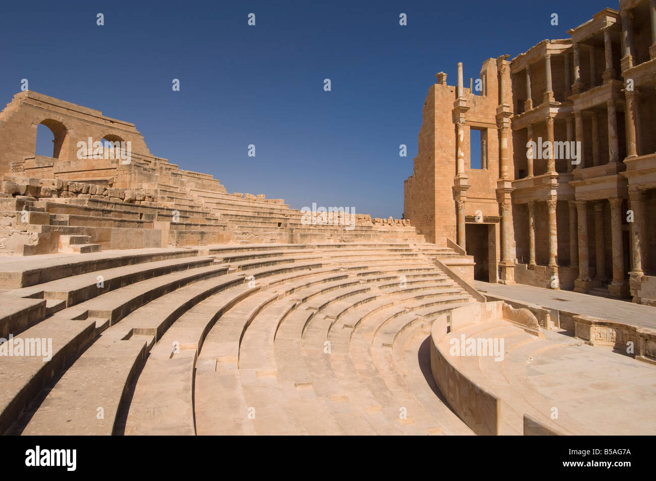 Roman Theatre, Sabratha Roman site, UNESCO World Heritage Site, Tripolitania, Libya, North ...