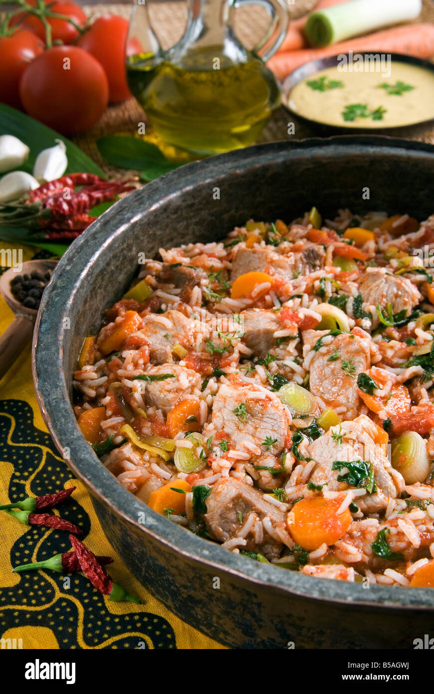 Madagascan food, Vary Amin Anana, beef with rice and vegetables ...