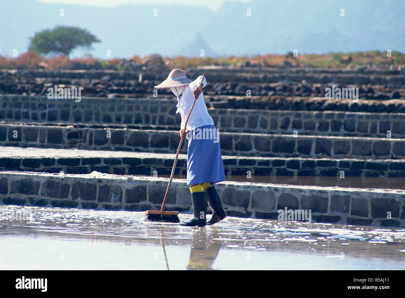 Salt production Mauritius Indian Ocean Africa Stock Photo - Alamy