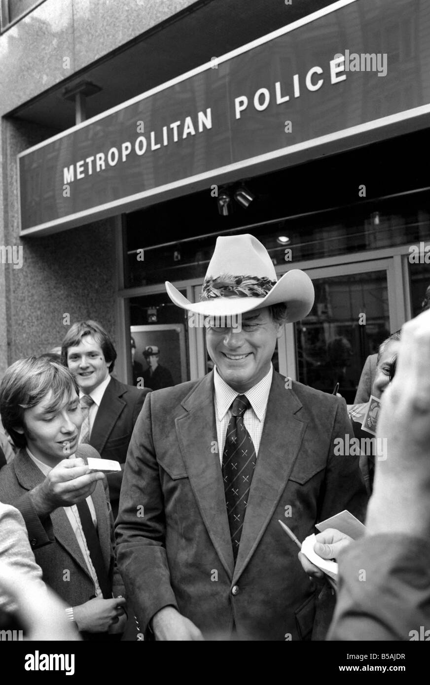Actor Larry Hagman who plays J.R. Ewing in the programme Dallas seen ...