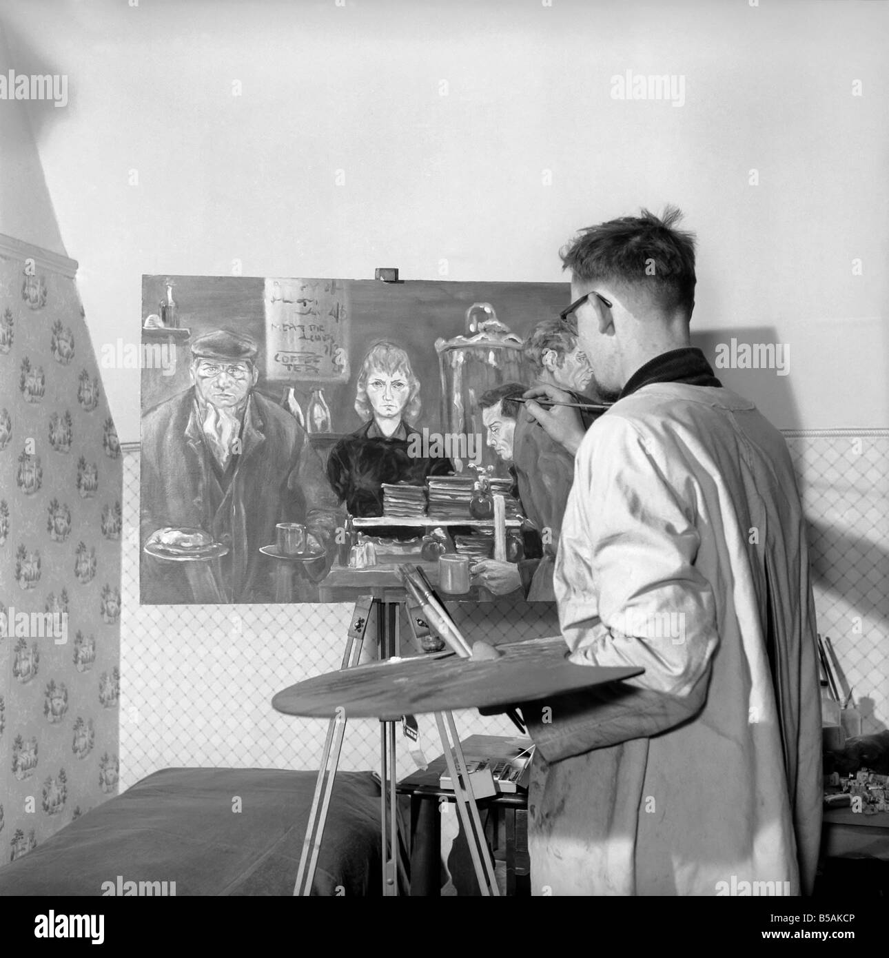 Artist P.J. Clare at work in his studio. 1957 Stock Photo - Alamy