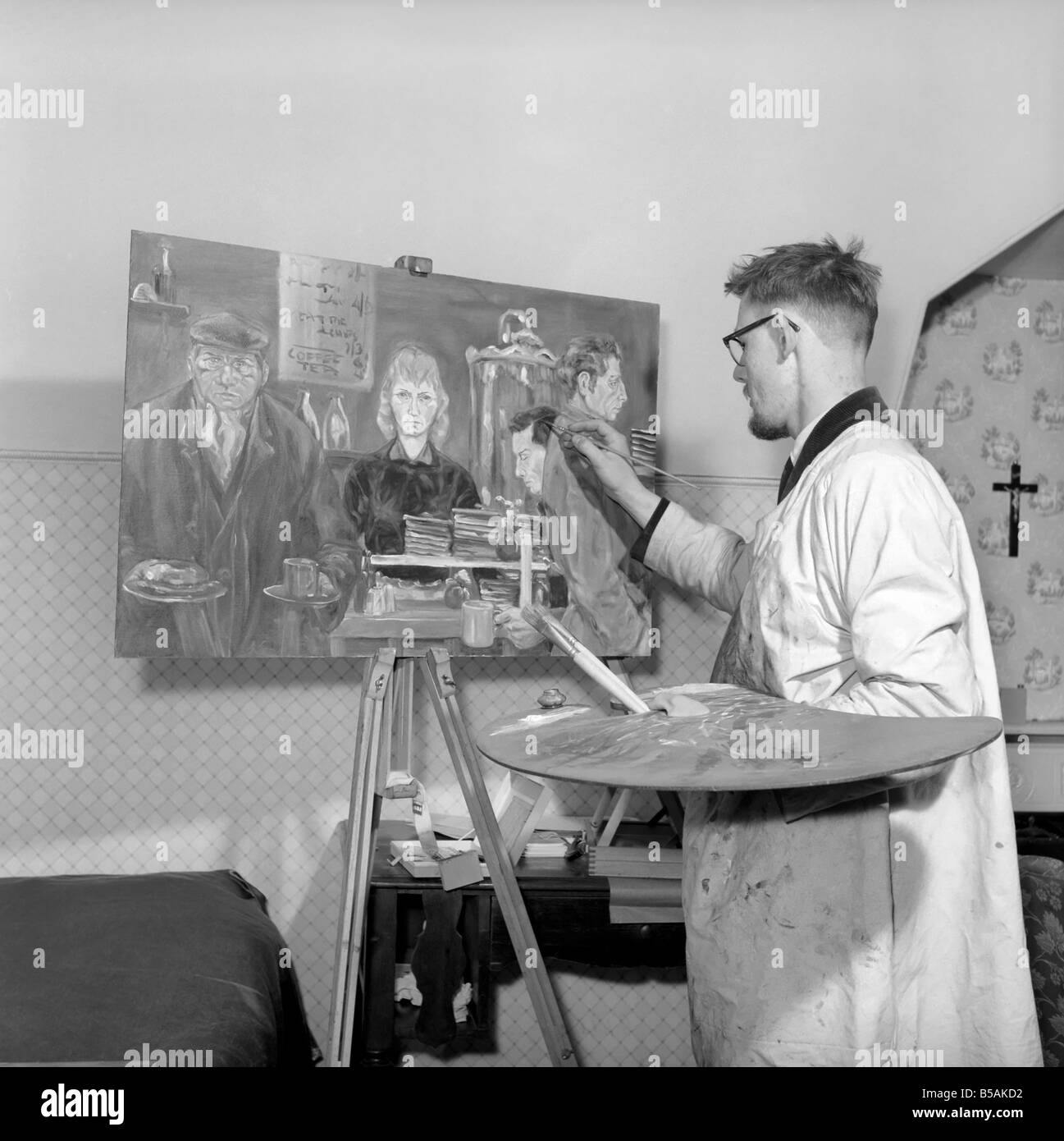 Artist P.J. Clare at work in his studio. 1957 Stock Photo - Alamy