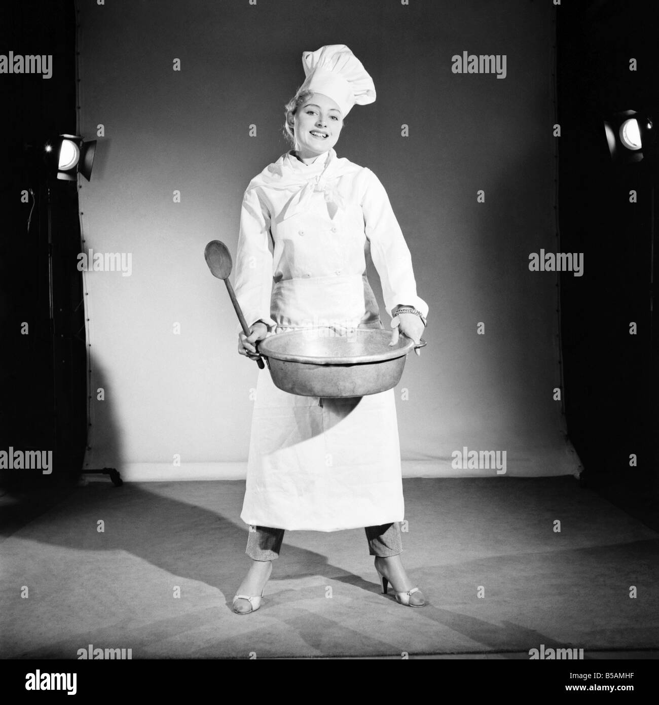 Model dressed as a chef. 1960 E250-001 Stock Photo - Alamy