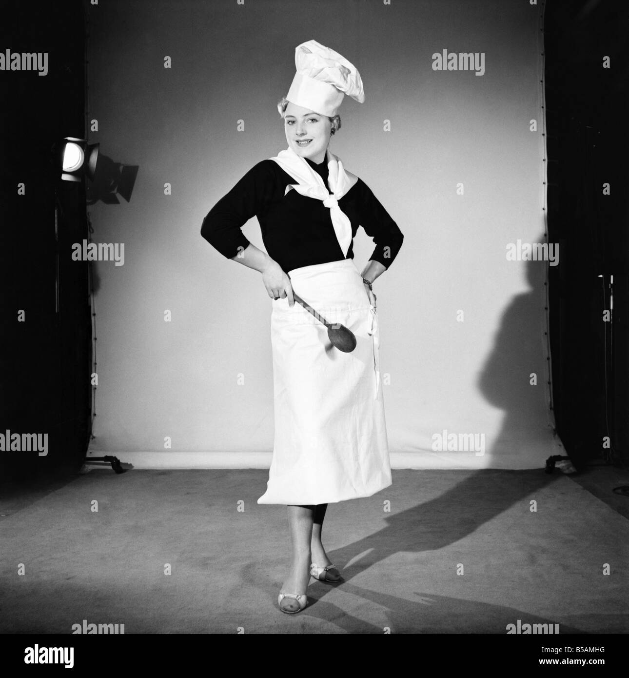 Model dressed as a chef. 1960 E250-002 Stock Photo - Alamy