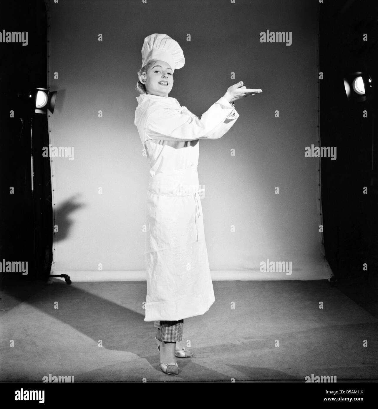 Model dressed as a chef. 1960 E250-004 Stock Photo - Alamy