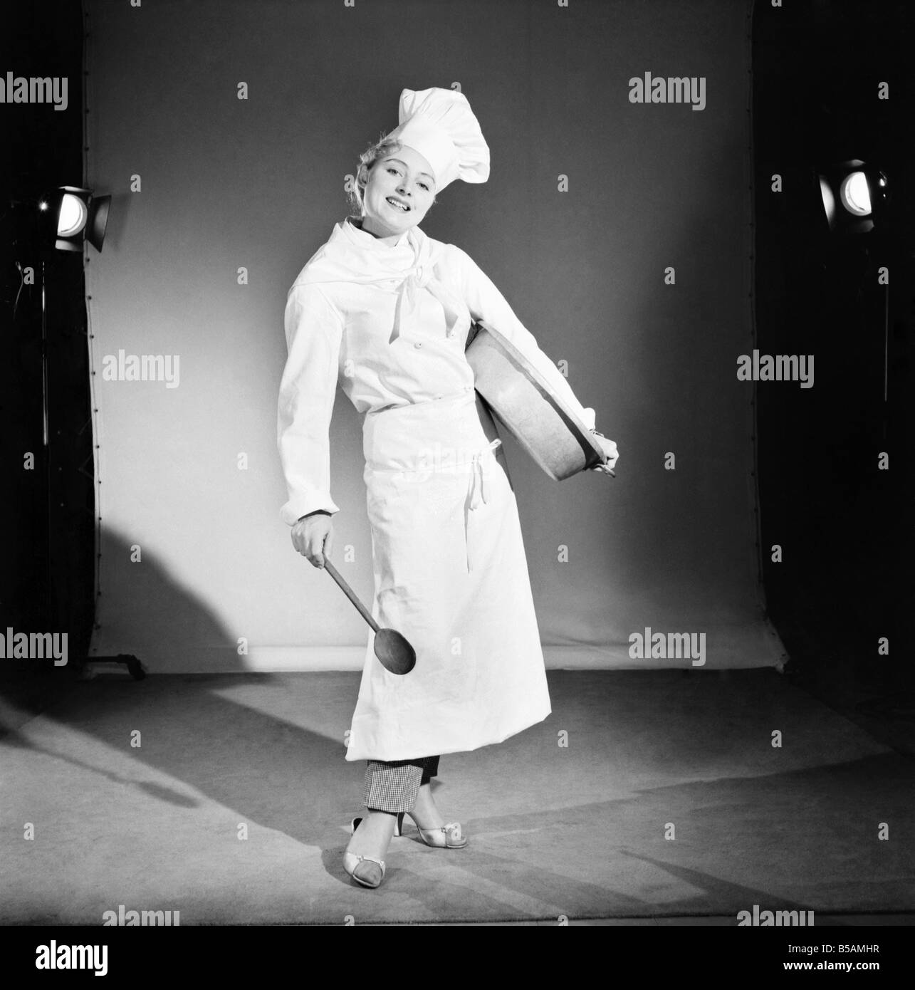 Model dressed as a chef. 1960 E250-005 Stock Photo - Alamy