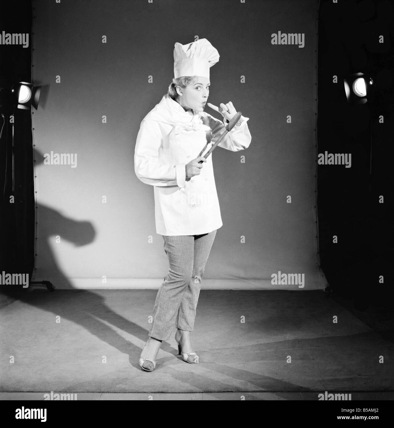 Model dressed as a chef. 1960 E250-008 Stock Photo - Alamy