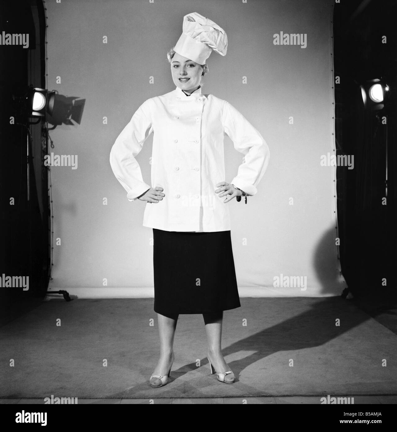Model dressed as a chef. 1960 E250-011 Stock Photo - Alamy