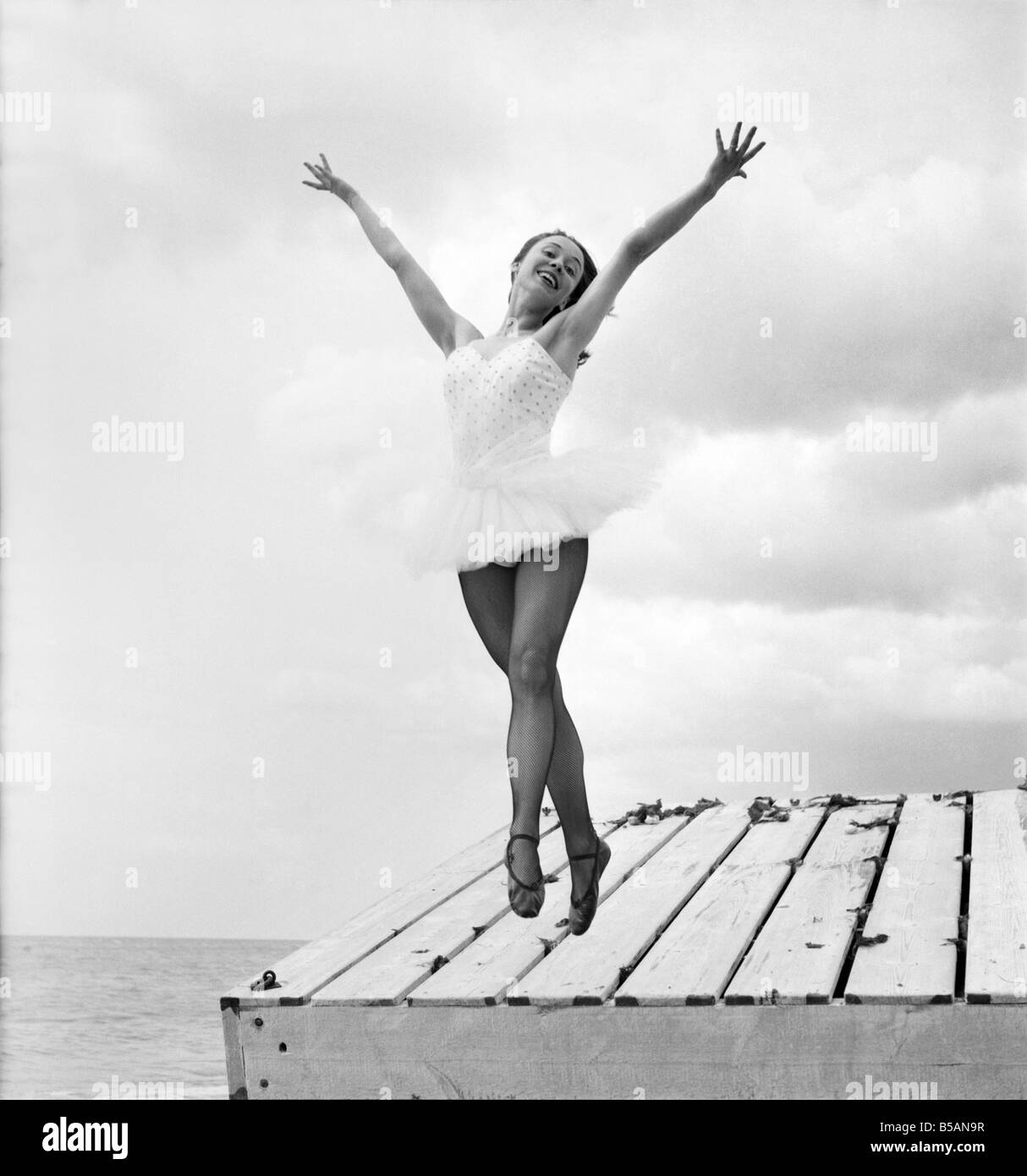 Ballerina Anne Youngmen seen here in a tutu practising her dance moves ...