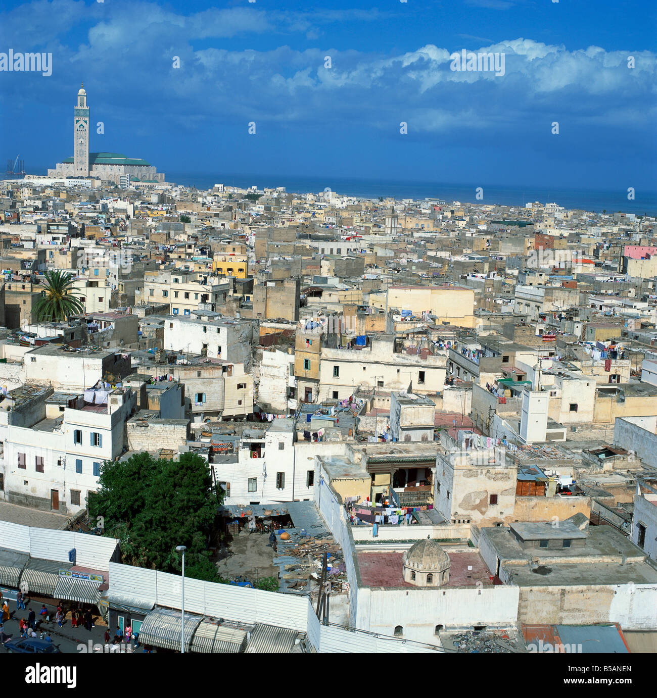 City skyline including the Hassan II Mosque Casablanca Morocco Africa T ...