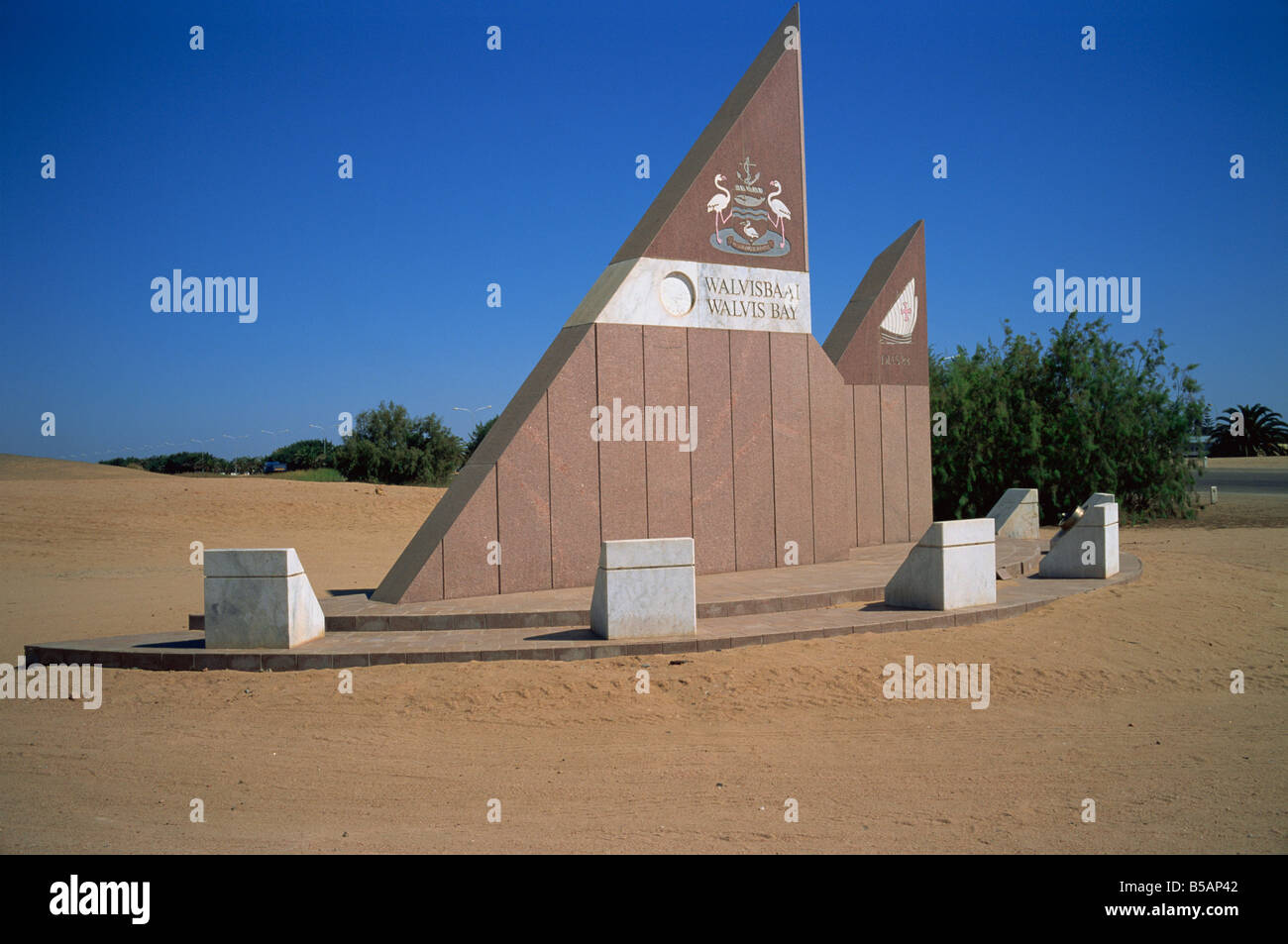Boundary and welcome sign Walvis Bay Namibia Africa Stock Photo - Alamy