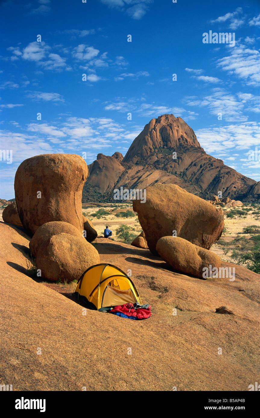 Campsite at Spitzkoppe mountains Damaraland Namibia Africa Stock Photo ...