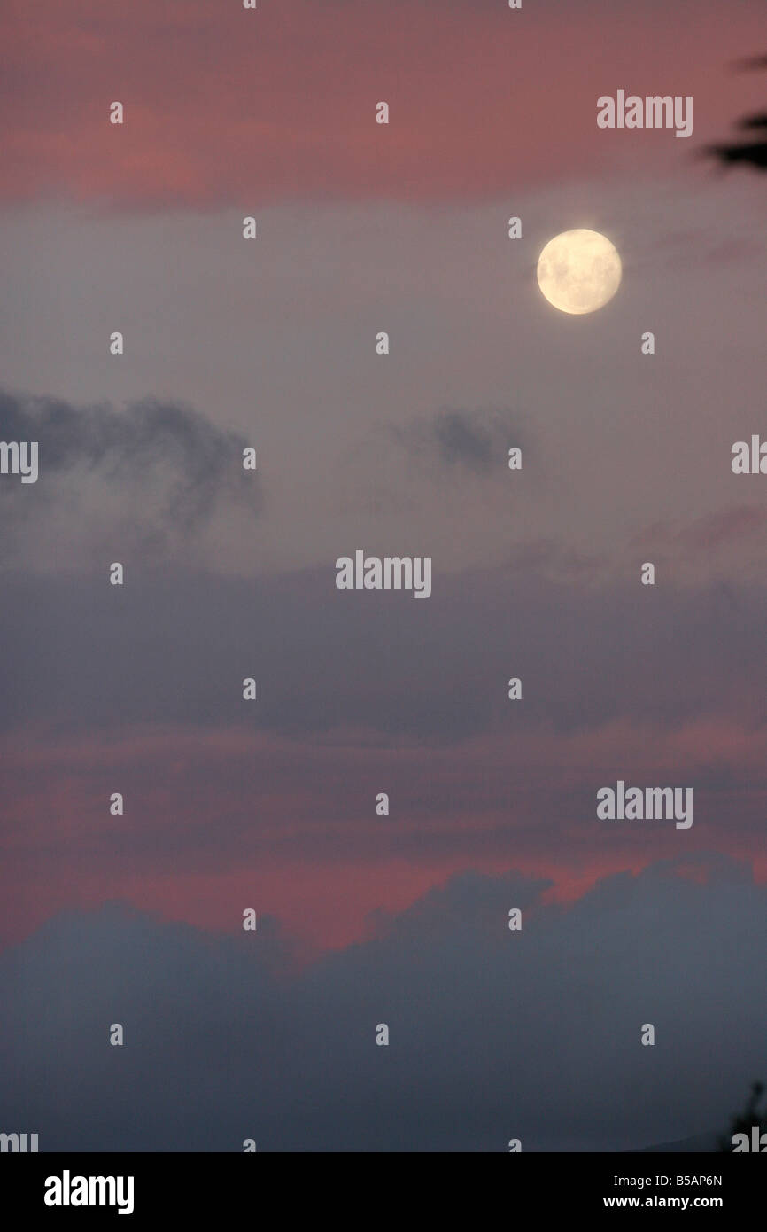 Yellow Moon, Pick Sky Stock Photo - Alamy