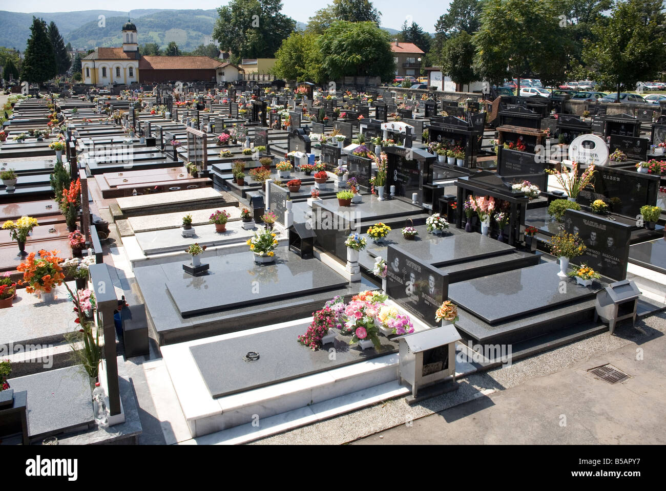 Orthodox Christian graveyard in Banja Luka Republic of Srpska in Bosnia ...