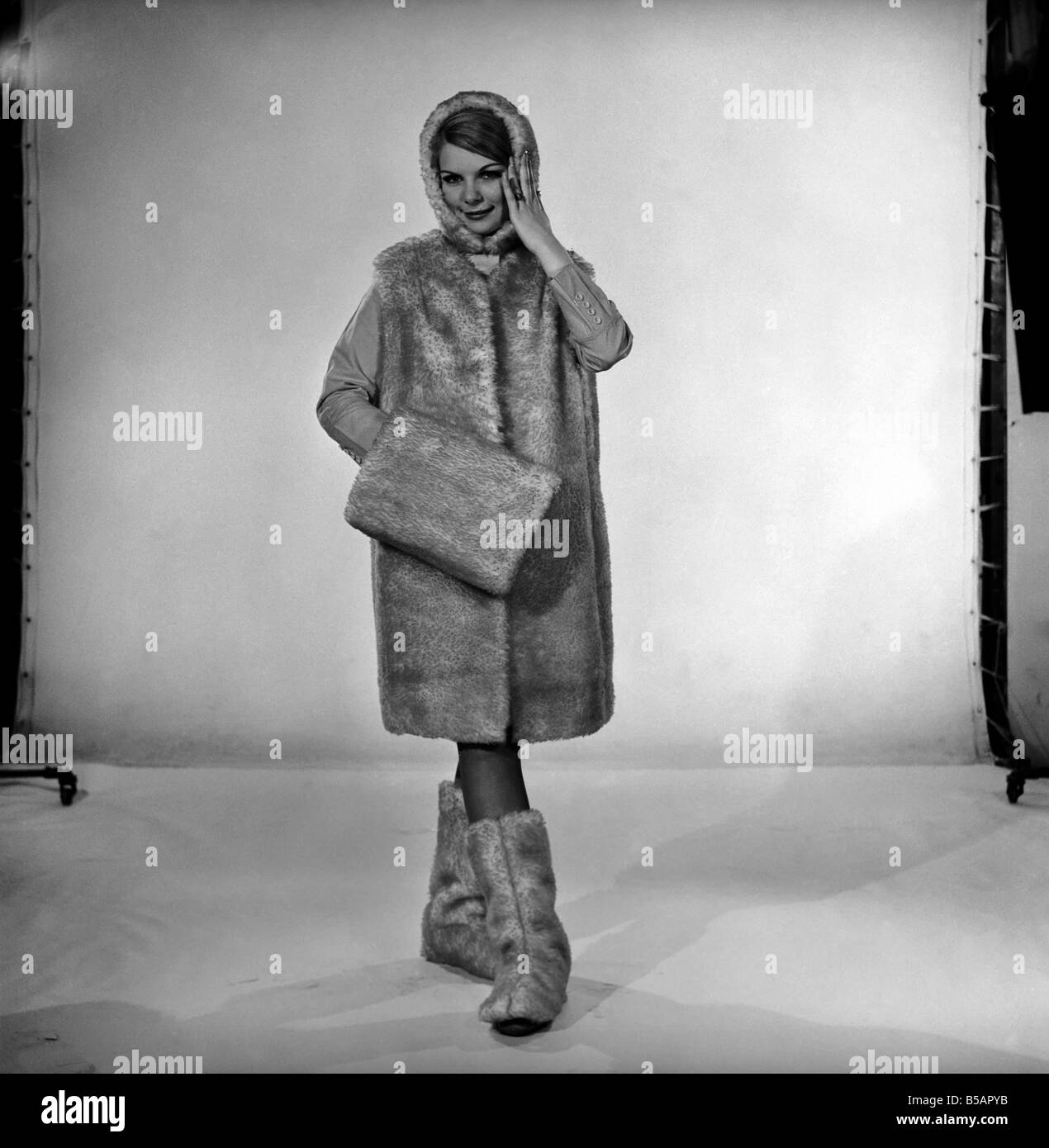 Model Bianca Foakes seen here modeling matching fur coat, boots and ...