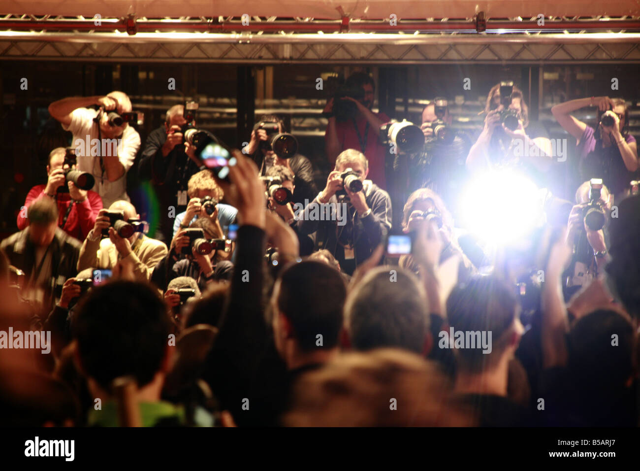 crowd of press photographers covering film festival in rome 2008 Stock ...