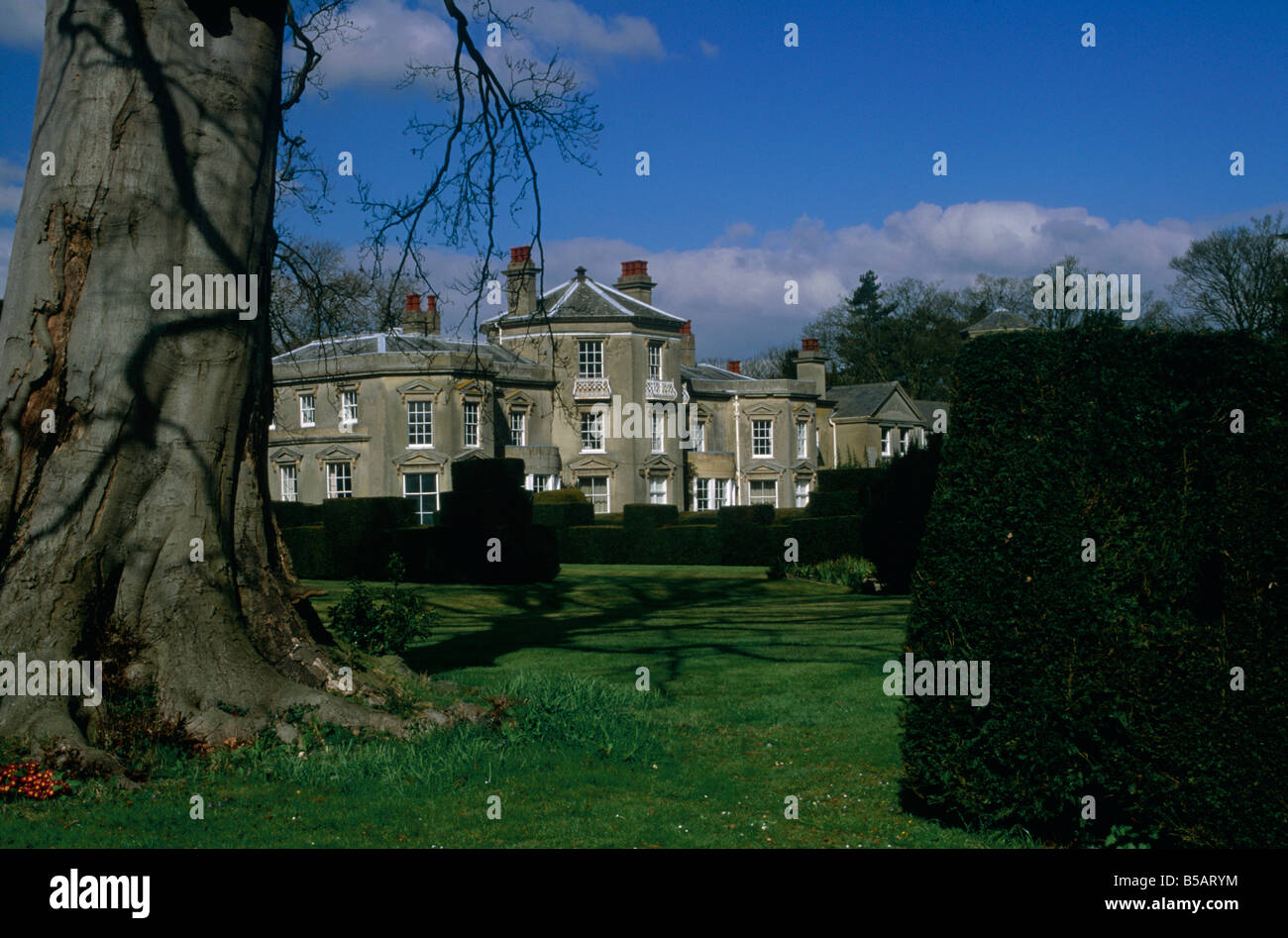 Saxham Hall Stately home large house Clipped yew hedges GREAT SAXHAM ...
