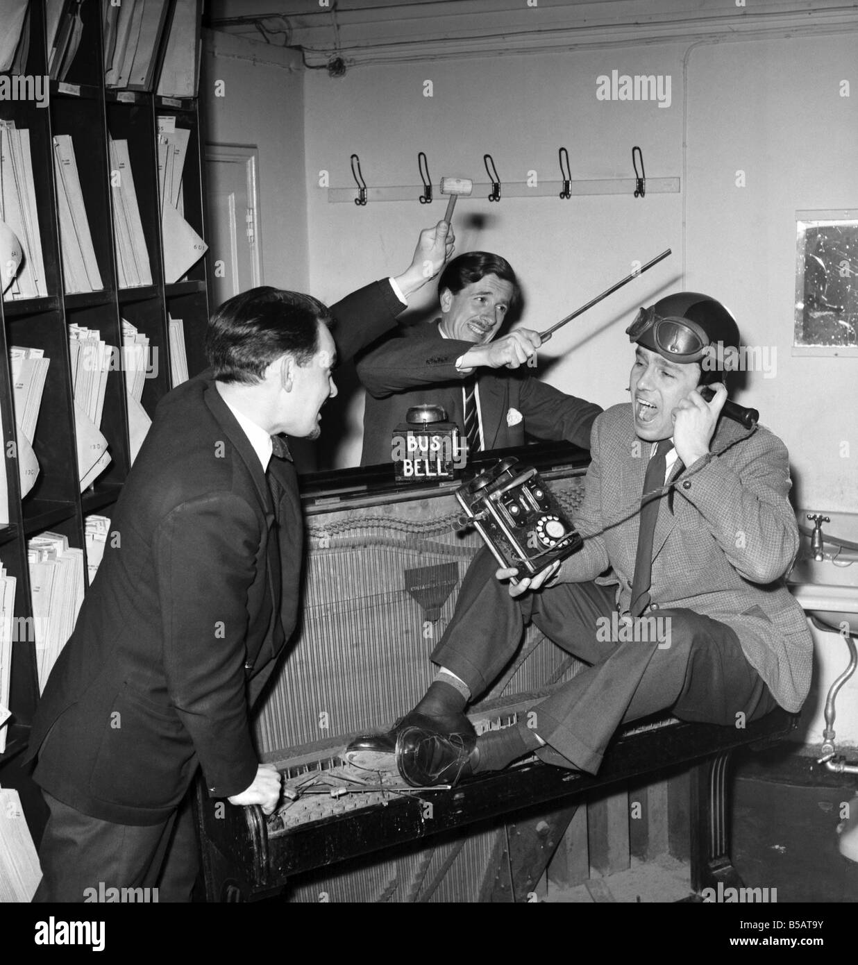 Members of the BBC sounds effects department seen here demonstrating ...