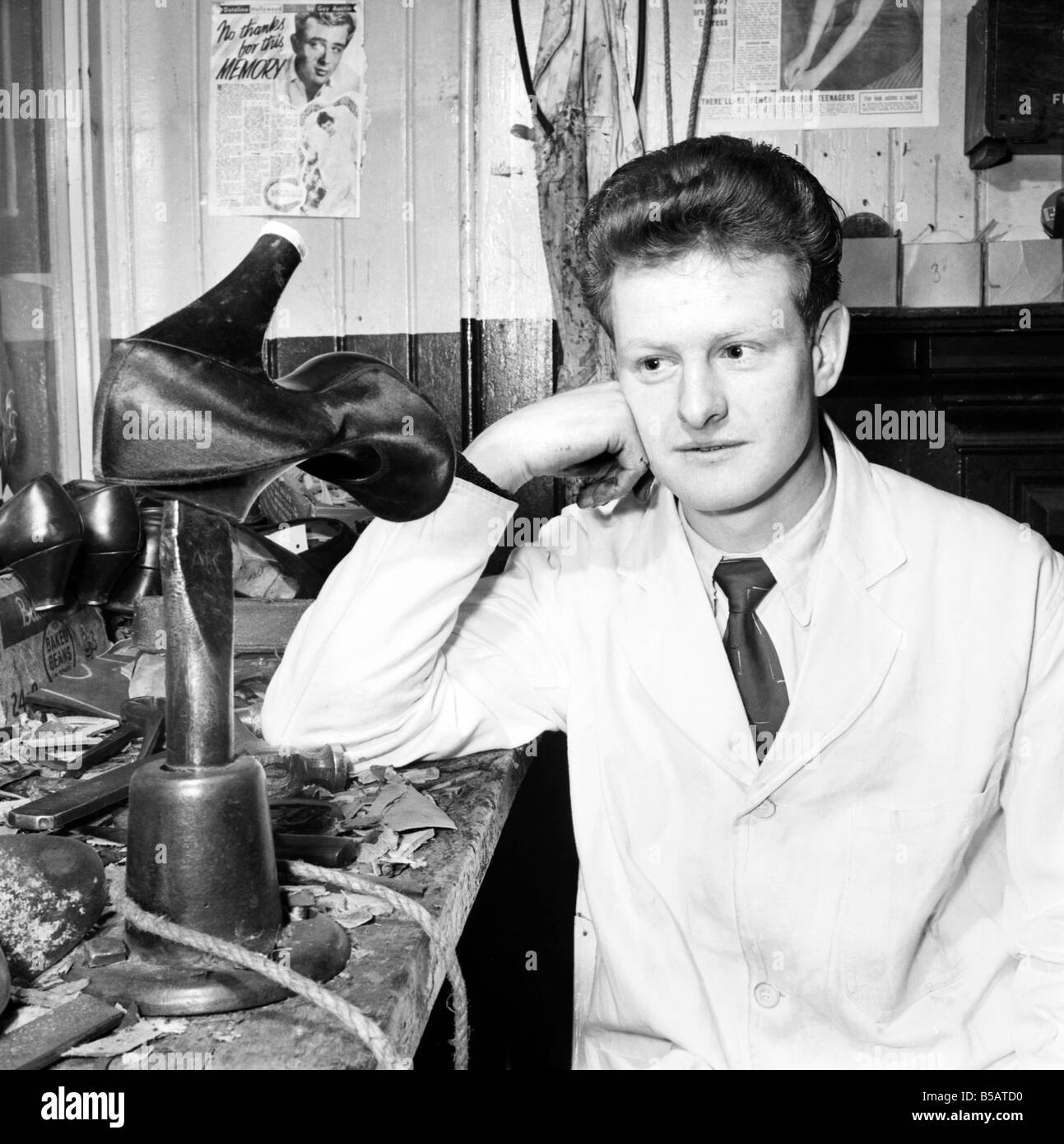 Occupations: Cobbler Mr. Steptowe seen here working at his sewing ...